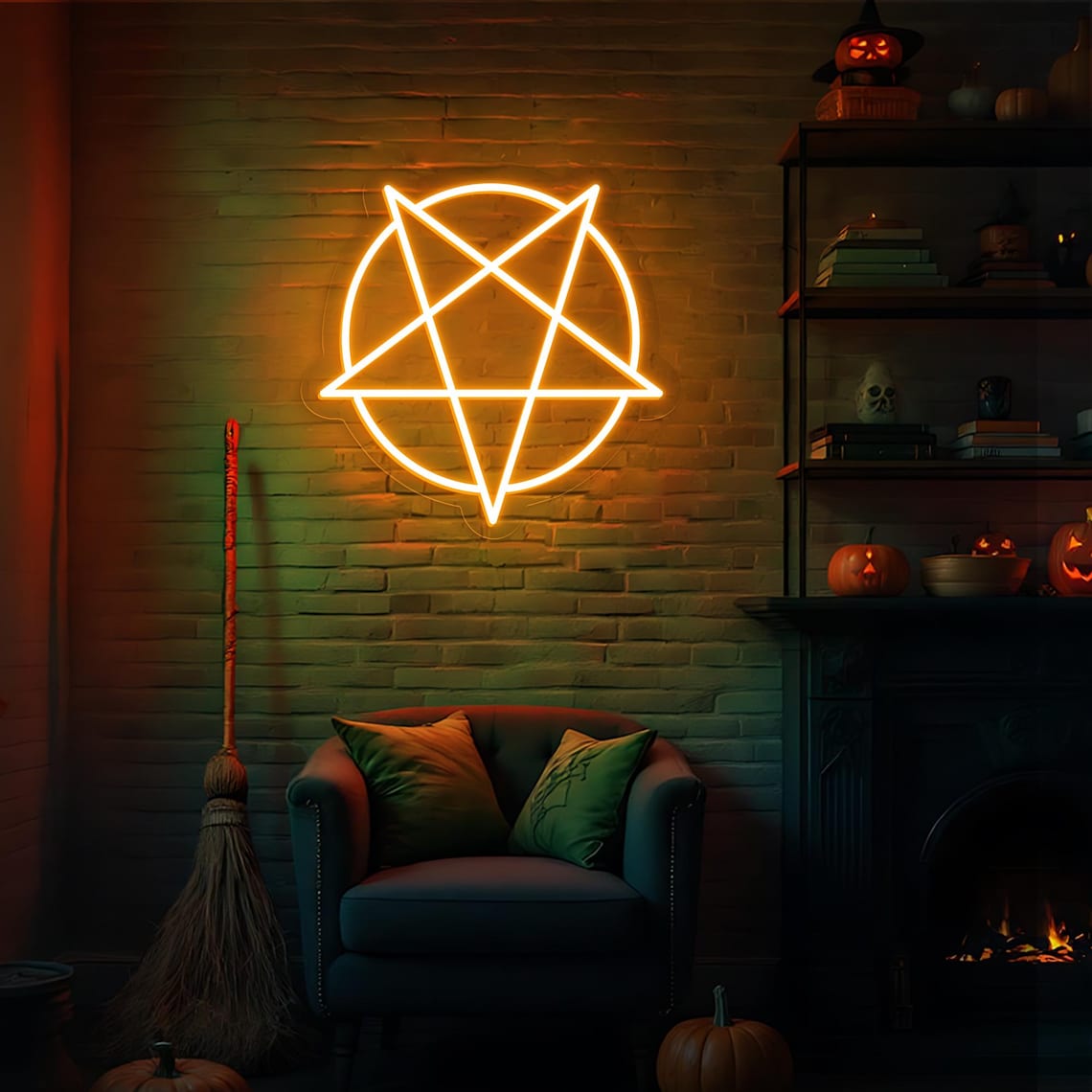 Pentagram Neon Sign, Spooky LED Light, Led Inverted Pentagram Sign ...