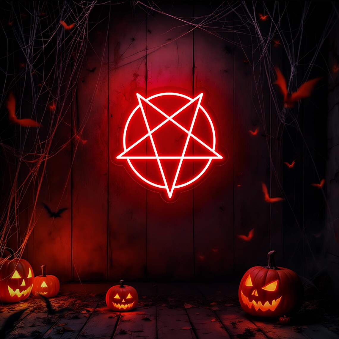 Pentagram Neon Sign, Spooky LED Light, Led Inverted Pentagram Sign ...