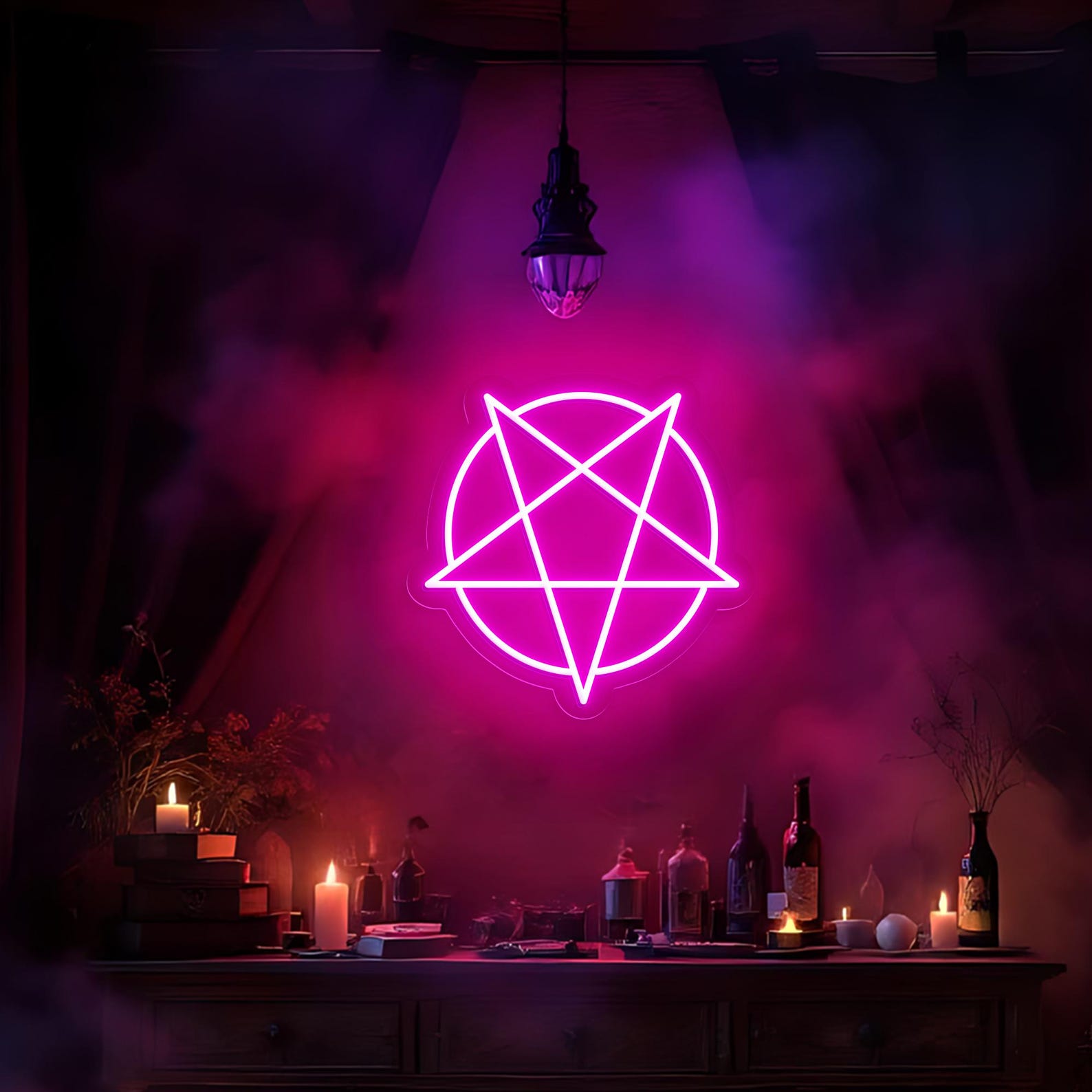 Pentagram Neon Sign, Spooky LED Light, Led Inverted Pentagram Sign ...