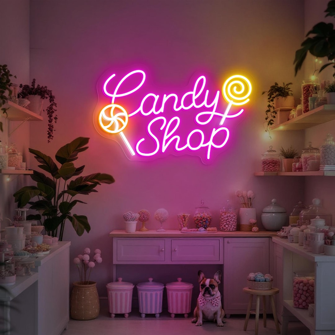 Candy Shop Neon Sign, Candy Lollipop LED Wall Light, Candy Store Decor ...