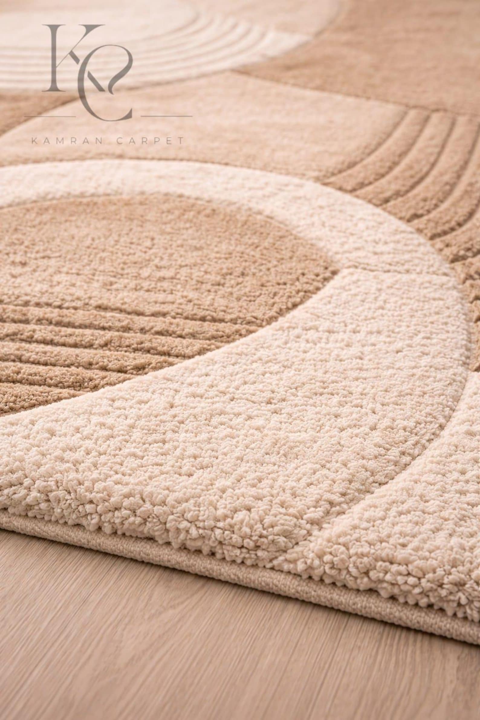 Neutral Abstract Area Rug – Modern Beige Cream Geometric Living Room ...