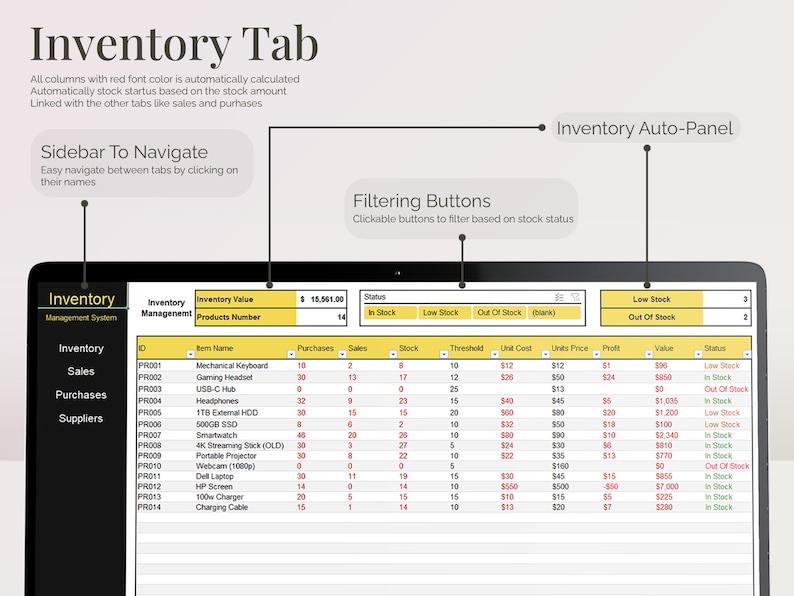 Excel Inventory Tracker Spreadsheet: Small Business Inventory ...