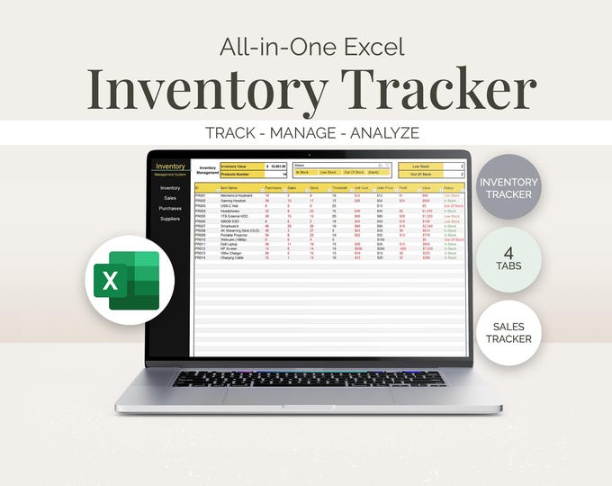 Excel Inventory Tracker Spreadsheet: Small Business Inventory ...