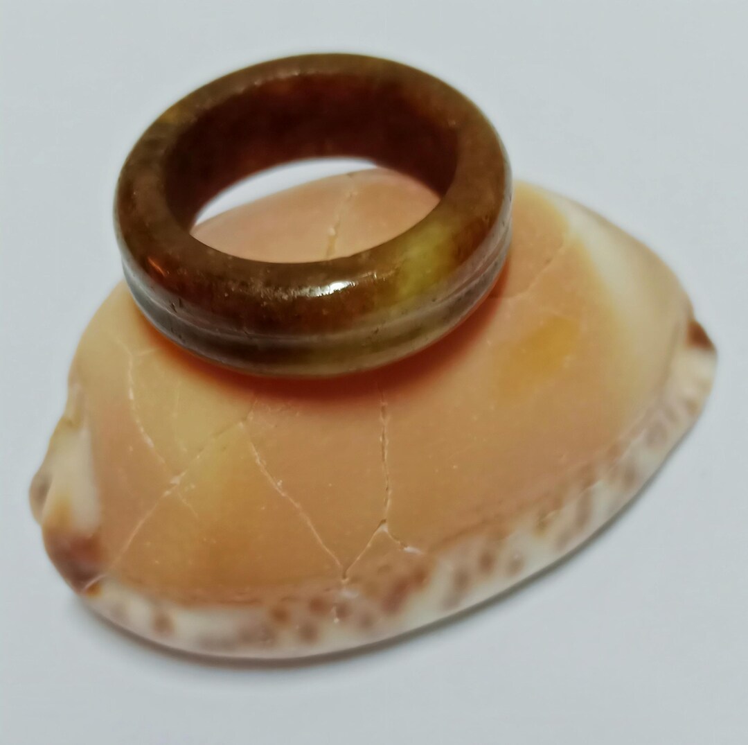 Jade Ring - Brown - Burma - 100% Natural - Size US 7.5 - Reddish-brown ...