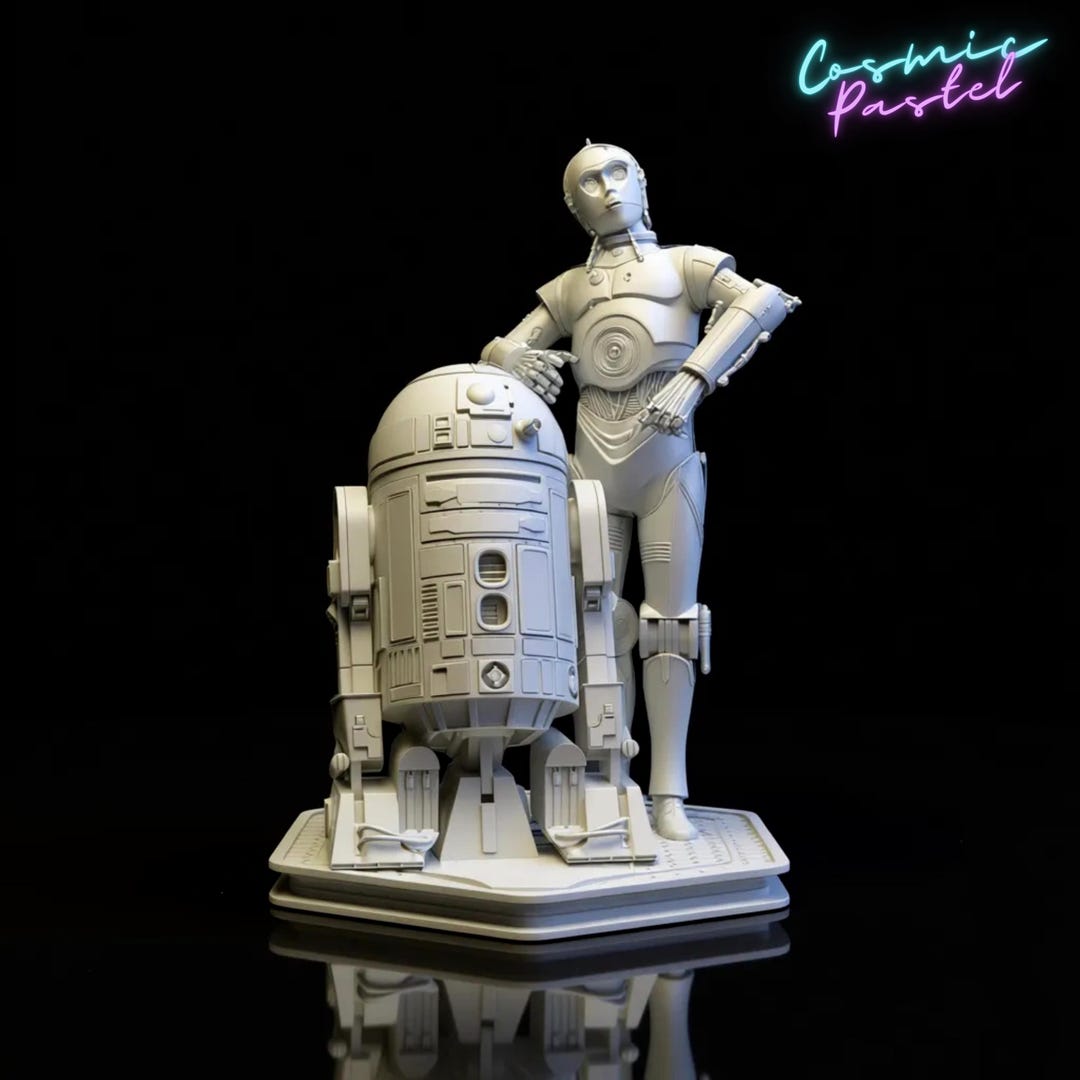 R2D2 Duo Statue STL File | Iconic Droid Companions | 3D Printing Model ...