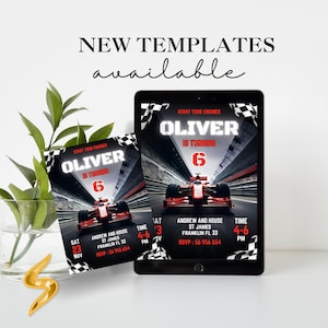 Formula One Birthday Invitation: Race Car Party, F1 Theme (digital ...