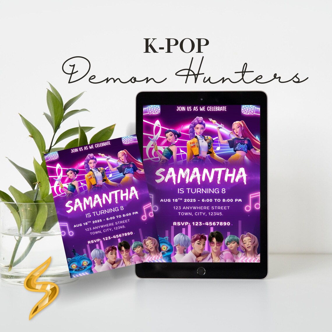 KPOP Demon Hunters Invitation, K Pop Birthday Invitation, Editable KPOP ...