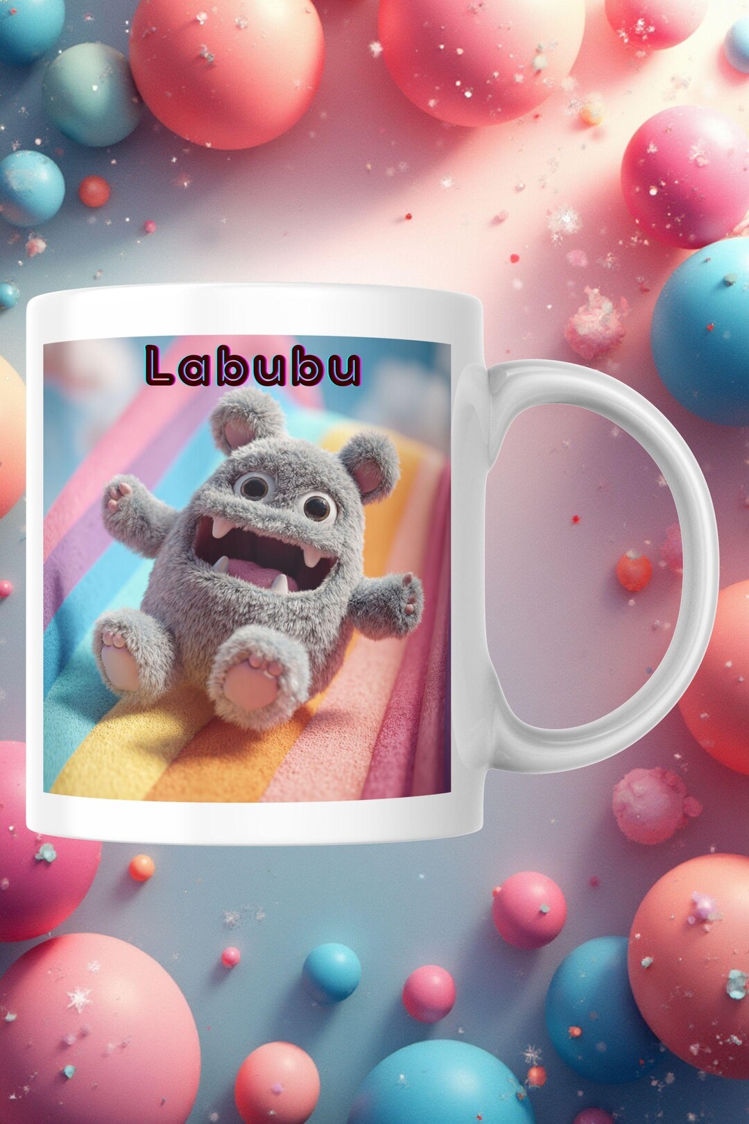 Labubu Mug – Adorable Plush Monster, Rainbow Coffee Cup - Etsy