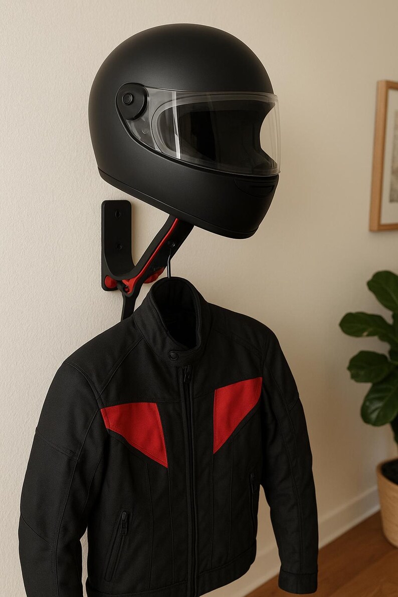 Motorcycle Helmet Rack Wall Mount – Matte Black Helmet Holder With ...