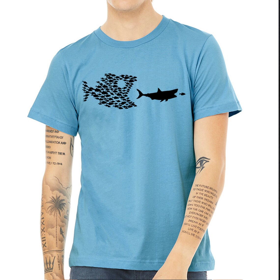 Shark Fish Pattern Men’s T-shirt: Fishing Graphic Tee - Etsy