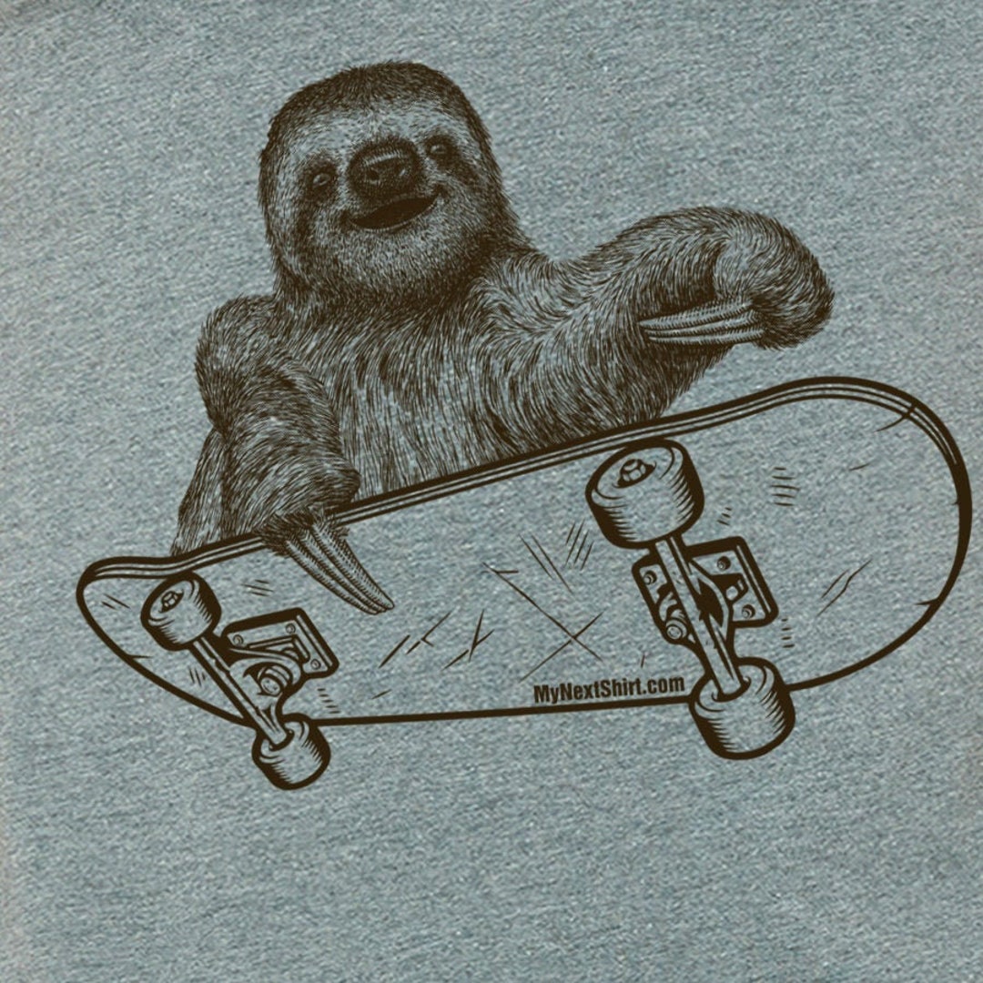 Sloth Riding A Skateboard Tshirt, Funny Sloth Shirt for Men, Guys ...