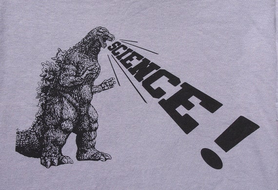 Mens Godzilla Science T Shirt American Apparel Slate Gray | Etsy