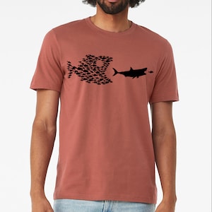 Shark Fish Pattern Men’s T-shirt: Fishing Graphic Tee - Etsy