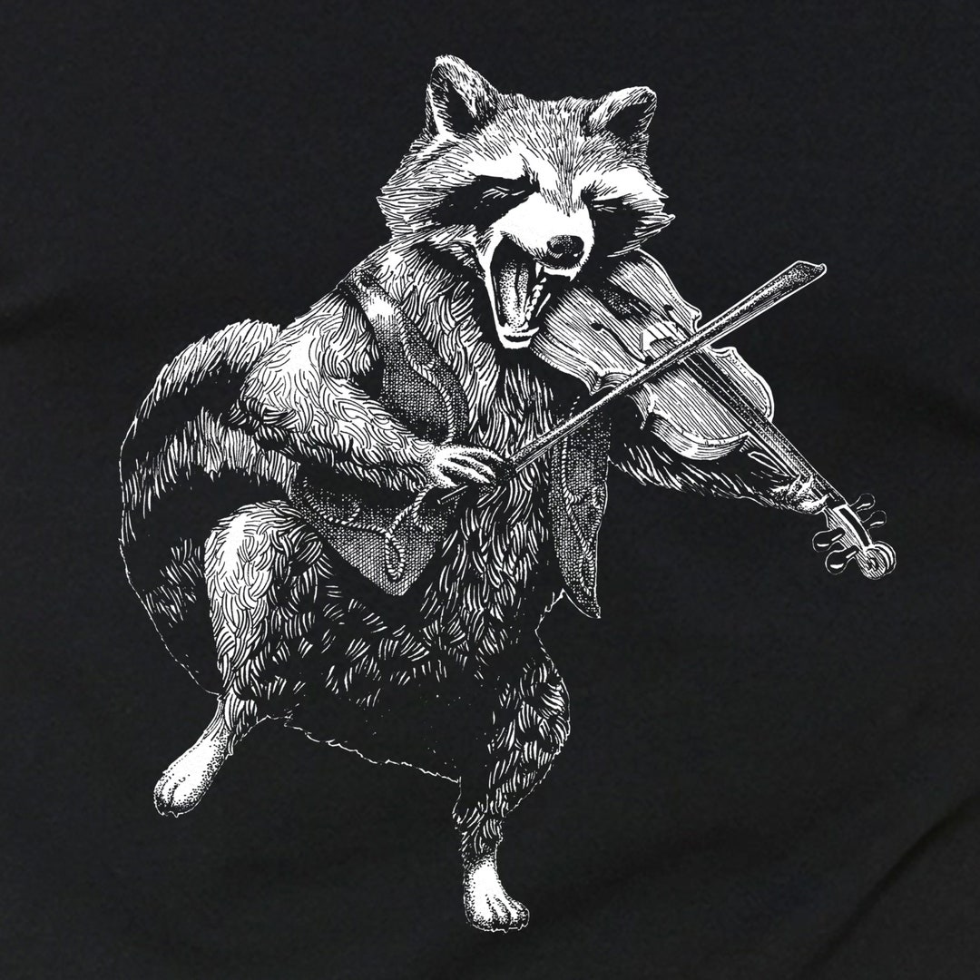 Raccoon Fiddle Graphic T-shirt: Trash Panda Violin Men's Music Tee - Etsy