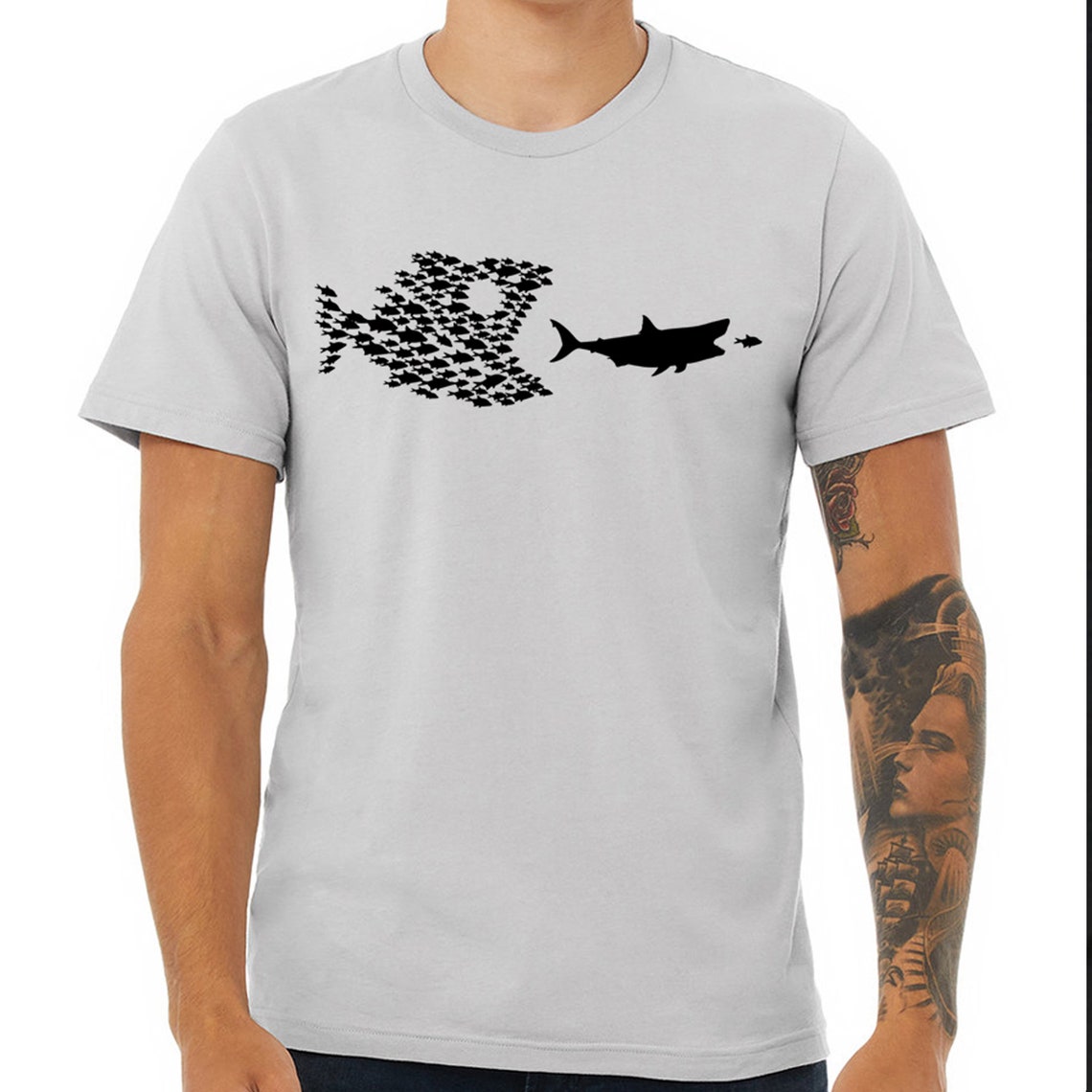 Shark Fish Pattern Men’s T-shirt: Fishing Graphic Tee - Etsy