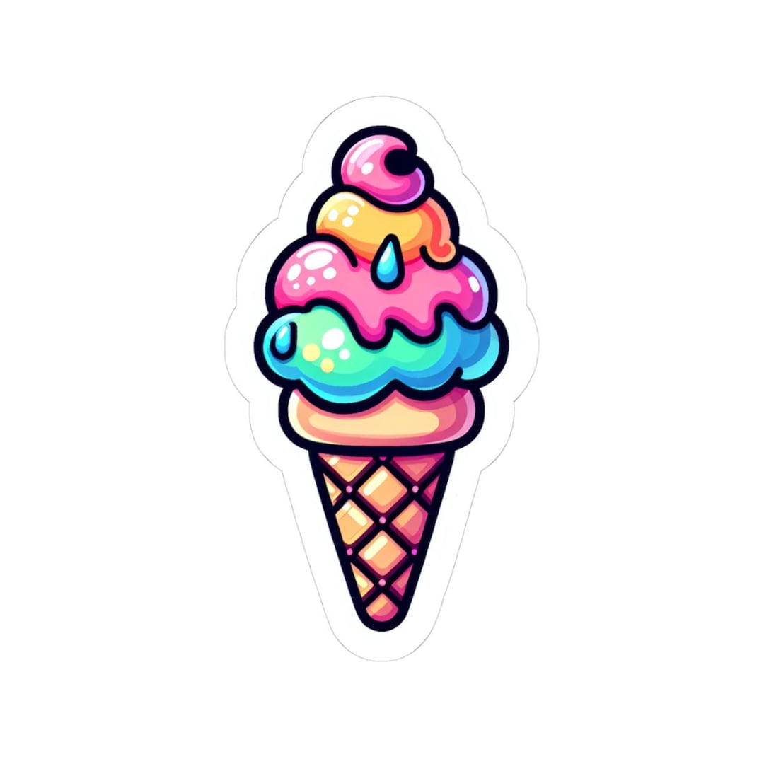 Ice Cream Cone Kiss-cut Stickers, Sweet Treat Sticker, Colorful Cone ...