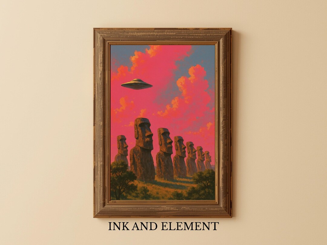 Moai Art Print: Mysterious Alien Inspired Home Decor, Matte Finish - Etsy