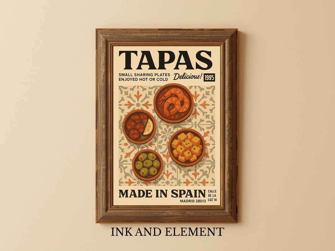 Vintage Tapas Poster: Spanish Foodie Kitchen Decor - Etsy