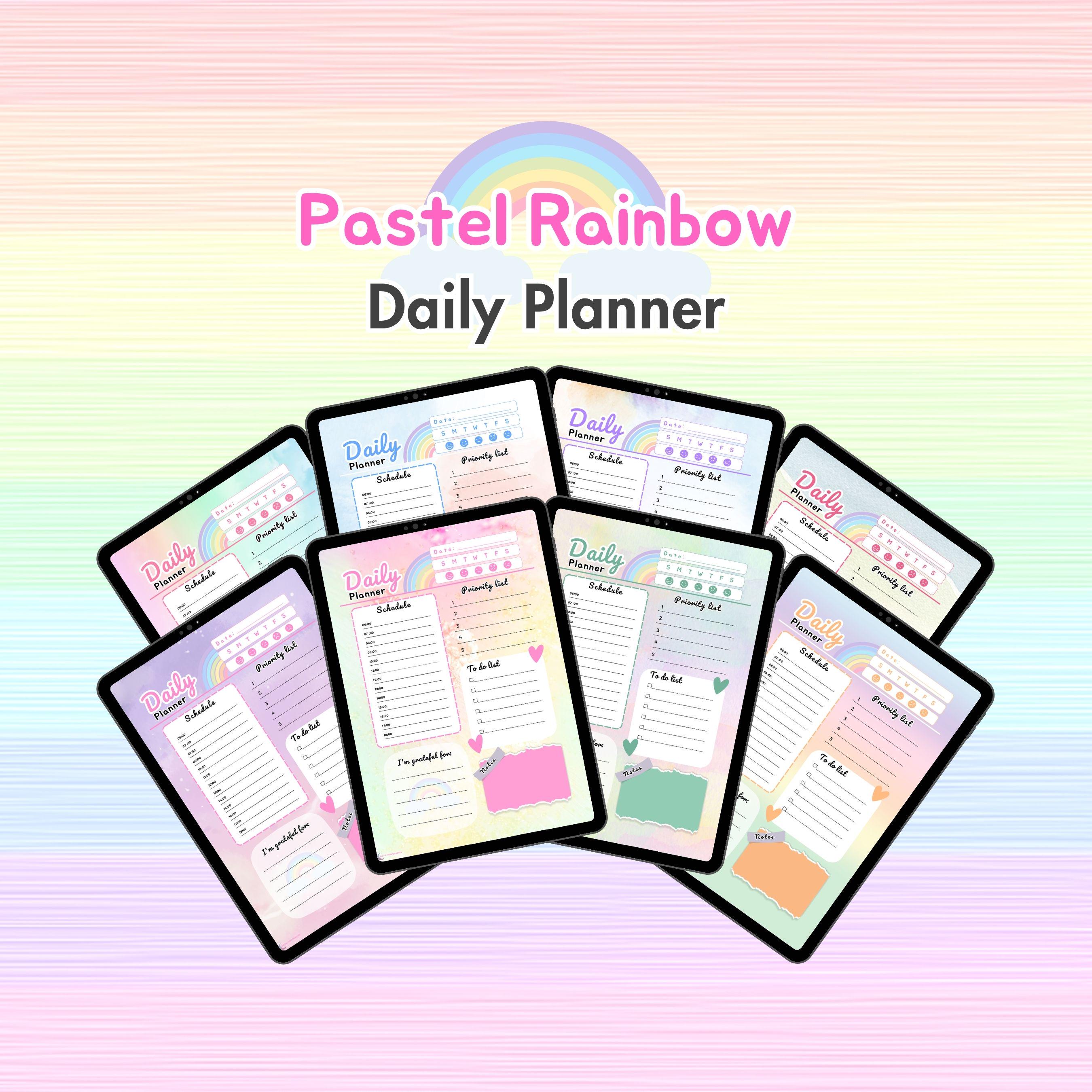 Pastel Rainbow Daily Planner | Kawaii Organizer (digital Download) - Etsy