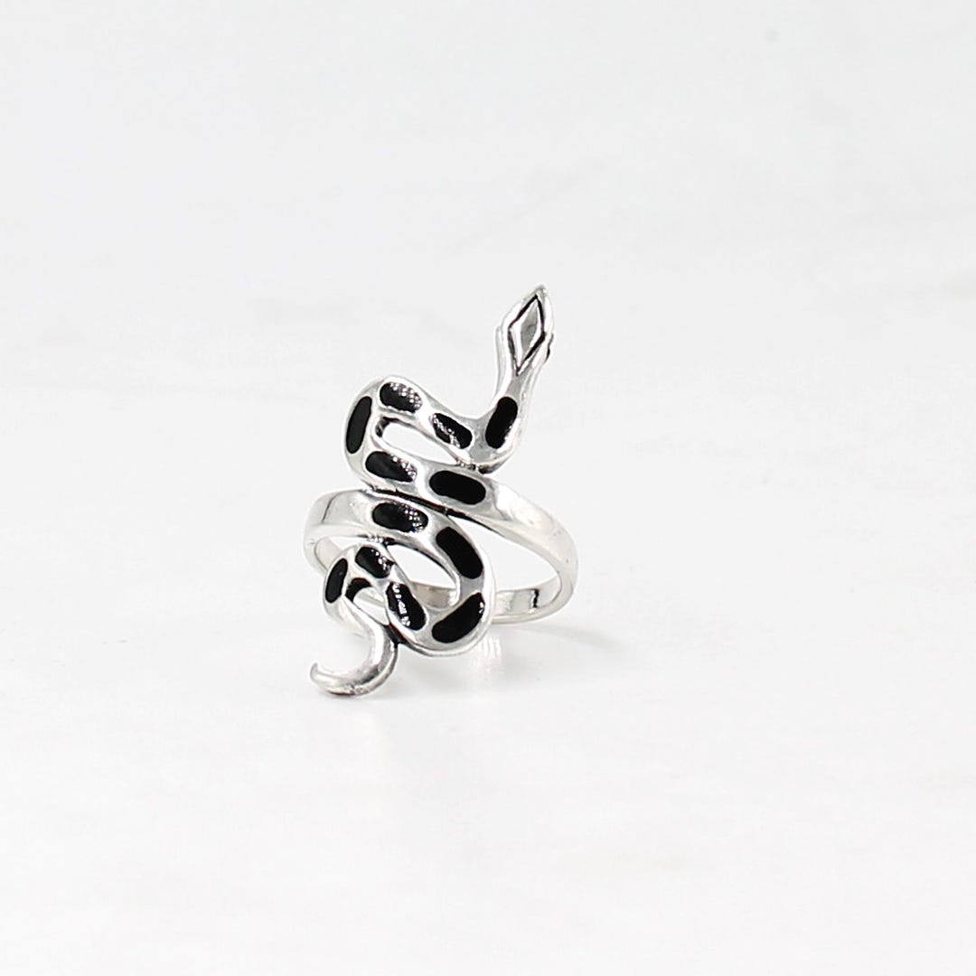 Black Onyx Snake Ring – 925 Sterling Silver Gothic Serpent Jewelry - Etsy