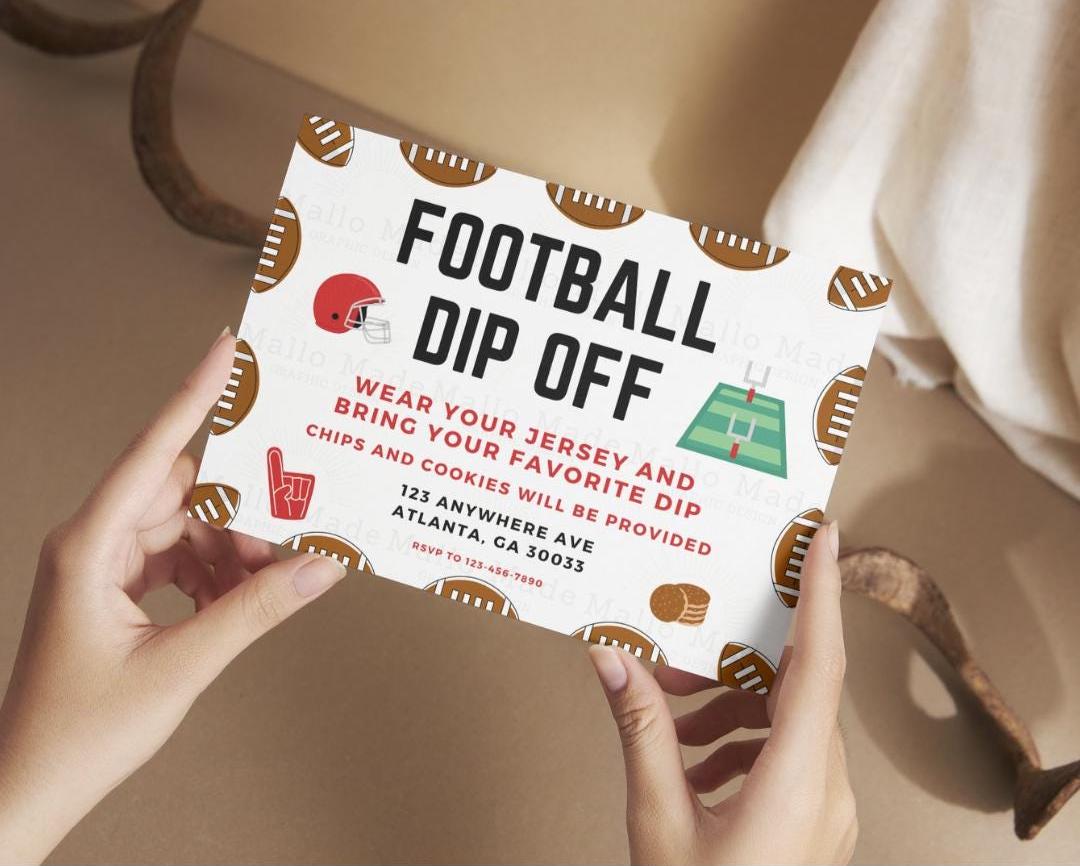 Football Party Dip off Party Invitation Editable Canva Template Digital ...
