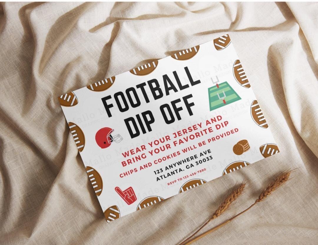 Football Party Dip off Party Invitation Editable Canva Template Digital ...