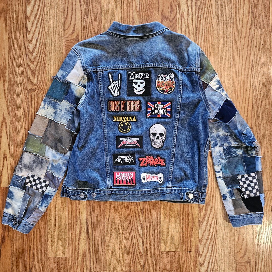 Patchwork Denim Jean Jacket - Upcycled Design, Size XL - Etsy