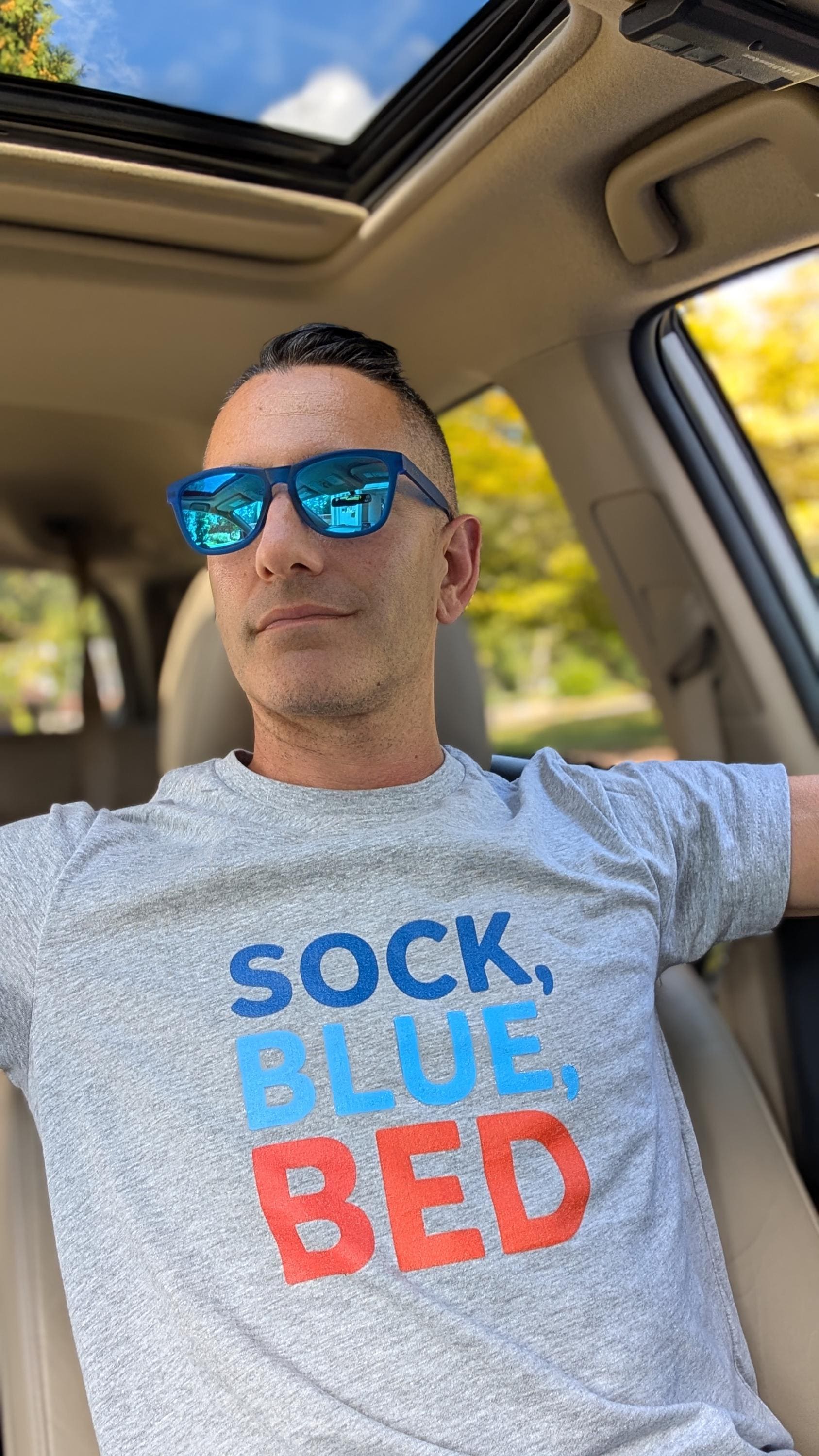 Unisex 'sock, Blue, Bed' T-shirt - Etsy