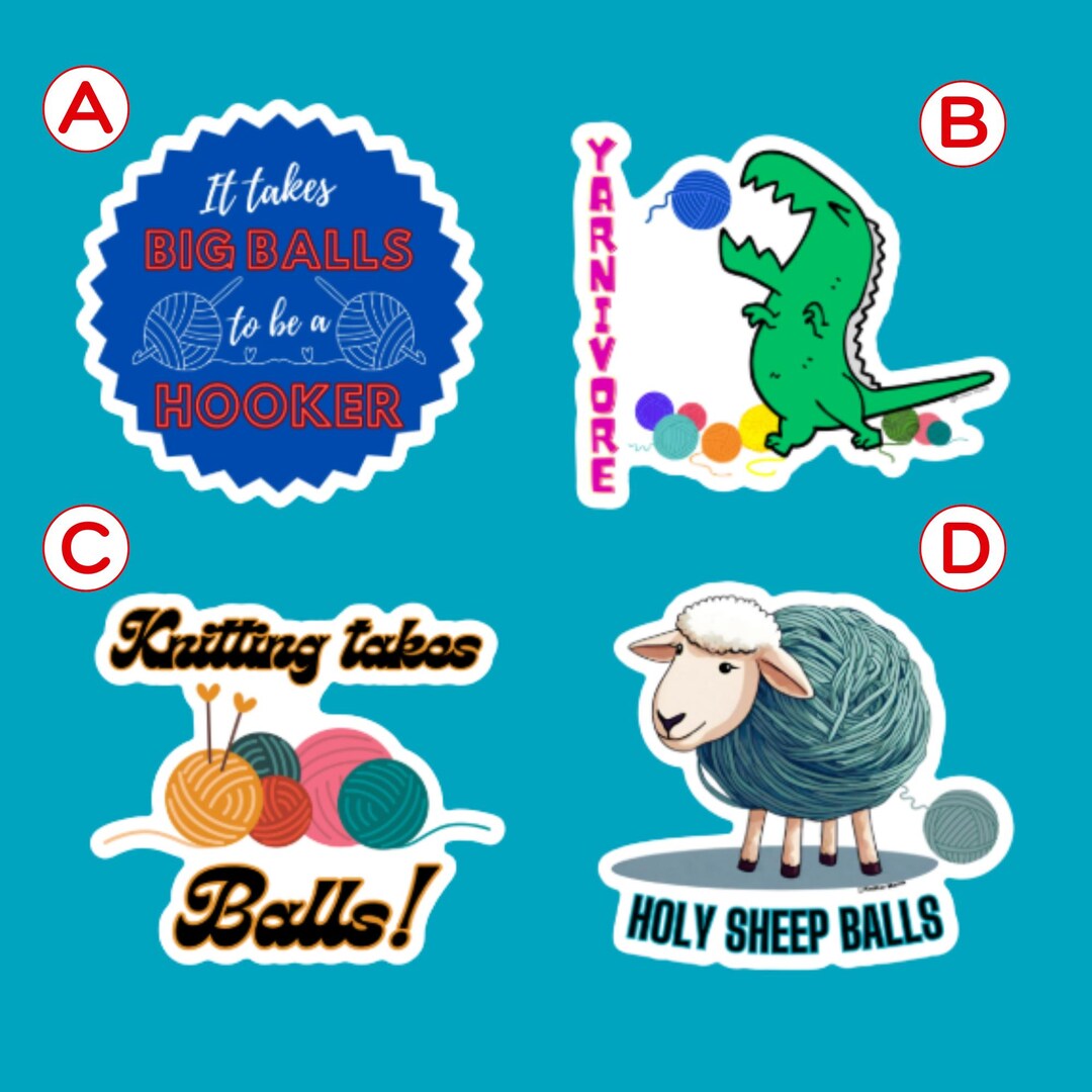 CUSTOM STICKER SET, Knitting/crochet Stickers, Assorted Decals, Yarn ...