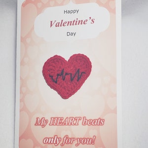 My Heart Beats Only for You Crochet Valentine's Day Card - Etsy