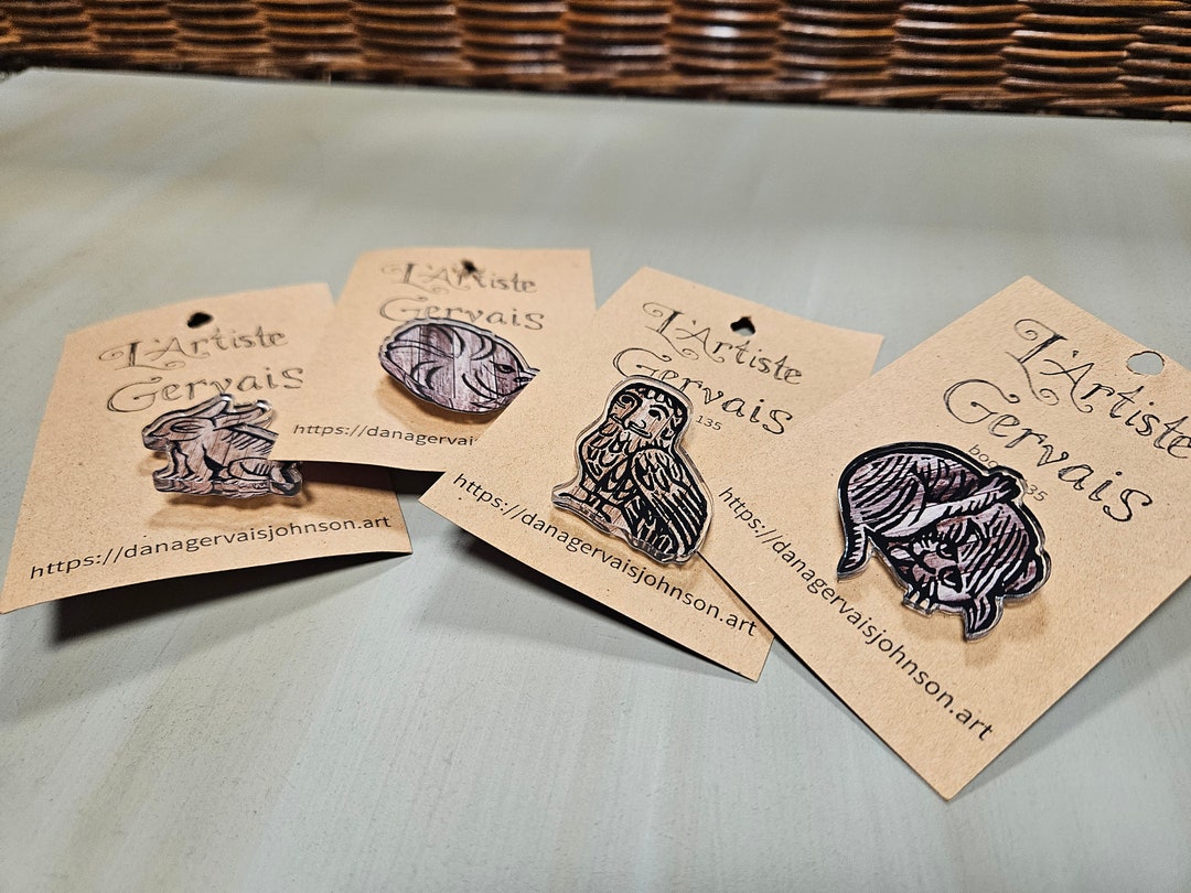Medieval Animal Pins 4 Linocut Designs - Etsy