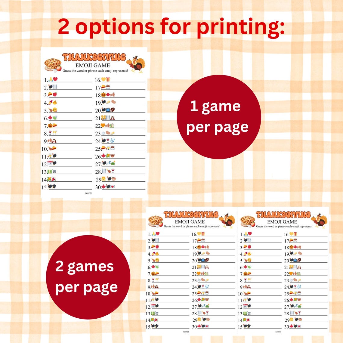 Thanksgiving Emoji Game Printable, Thanksgiving Party Game for Kids ...