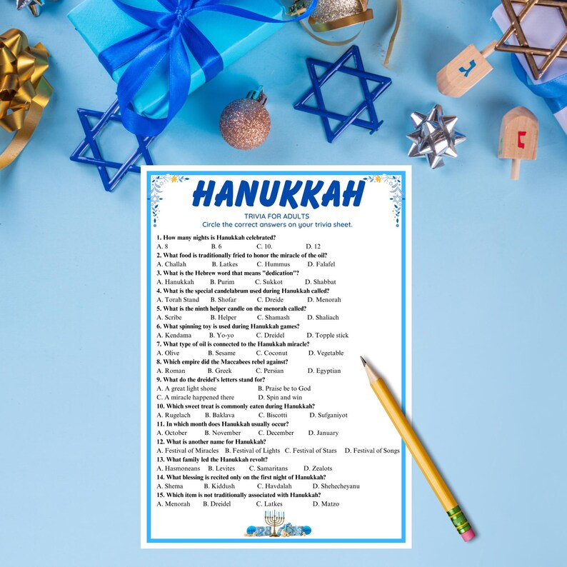 Hanukkah Trivia Game, Festival of Lights Activities, Jewish Holiday ...