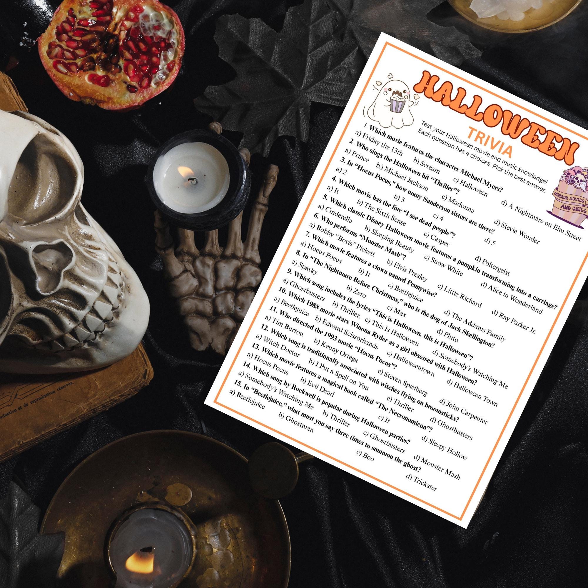 Halloween Trivia Game, Halloween Movie Trivia Game, Adult Halloween ...