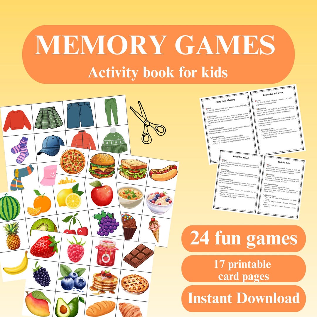 Memory Games for Kids | Printable Activities for Kids | Activity Bundle ...