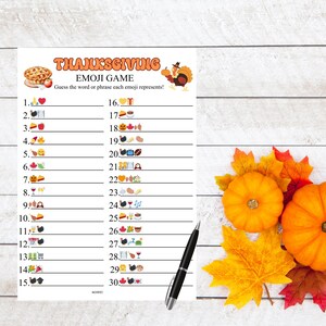 Thanksgiving Emoji Game Printable, Thanksgiving Party Game for Kids ...