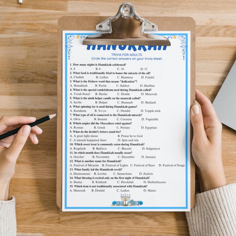 Hanukkah Trivia Game, Festival of Lights Activities, Jewish Holiday ...