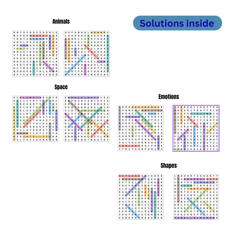 Word Search Puzzle Book for Kids, Educational Activity Homeschool ...