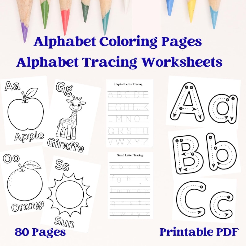 Alphabet Tracing Worksheets, ABC Coloring Pages, Upper and Lower Case ...