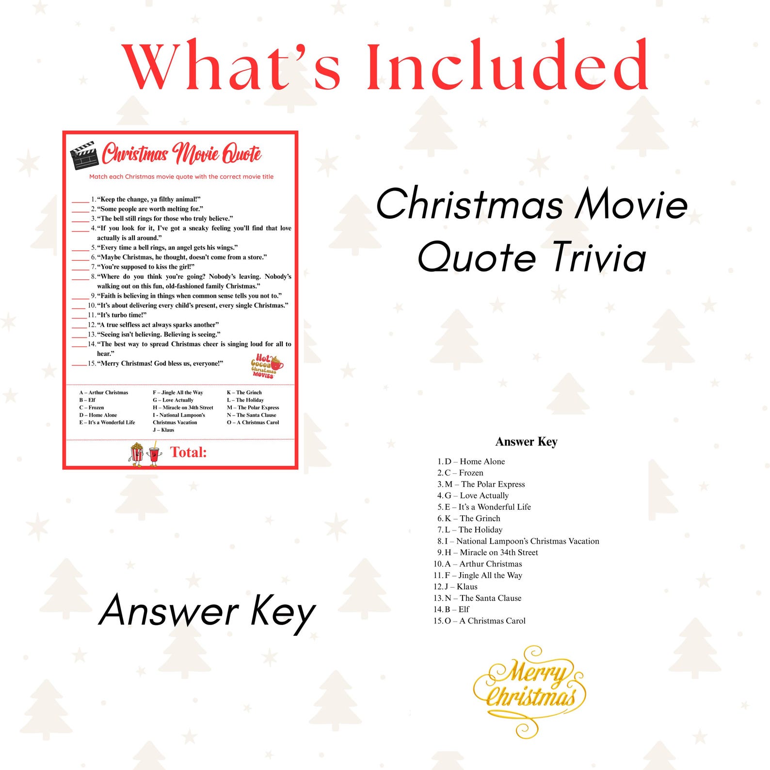 Christmas Movie Quote Trivia Game Printable Holiday Party Activities ...