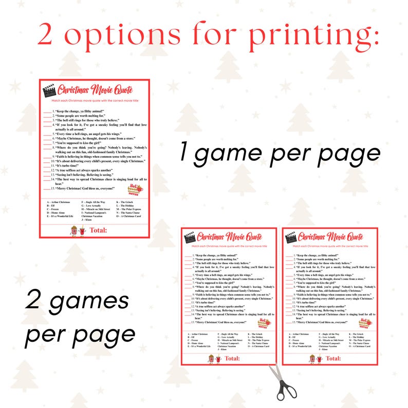 Christmas Movie Quote Trivia Game Printable Holiday Party Activities ...