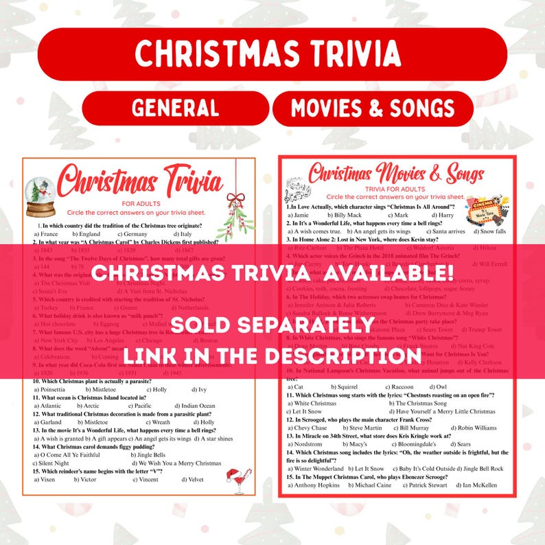 Christmas Movie Quote Trivia Game Printable Holiday Party Activities ...