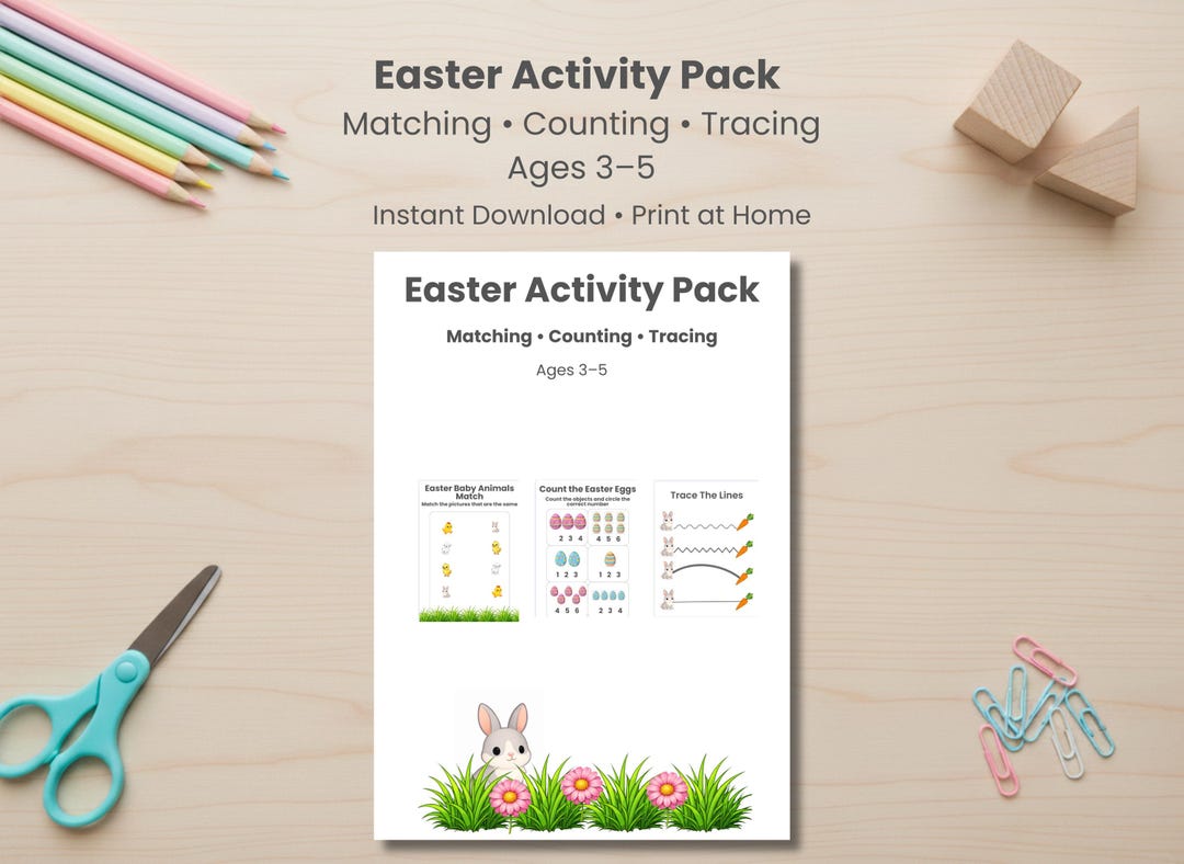 Easter Counting Matching Tracing Worksheets | Preschool Easter Activity ...