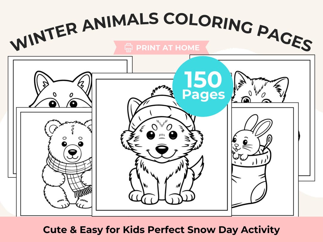 Winter Animal Coloring Pages for Kids, Cute Arctic Animals Coloring ...