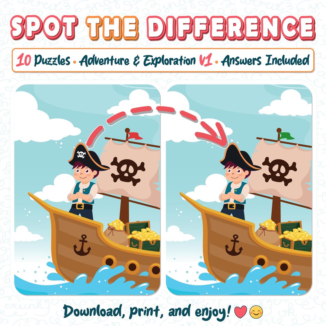 Adventure Spot the Difference Printable Game – 10 Find the Difference ...