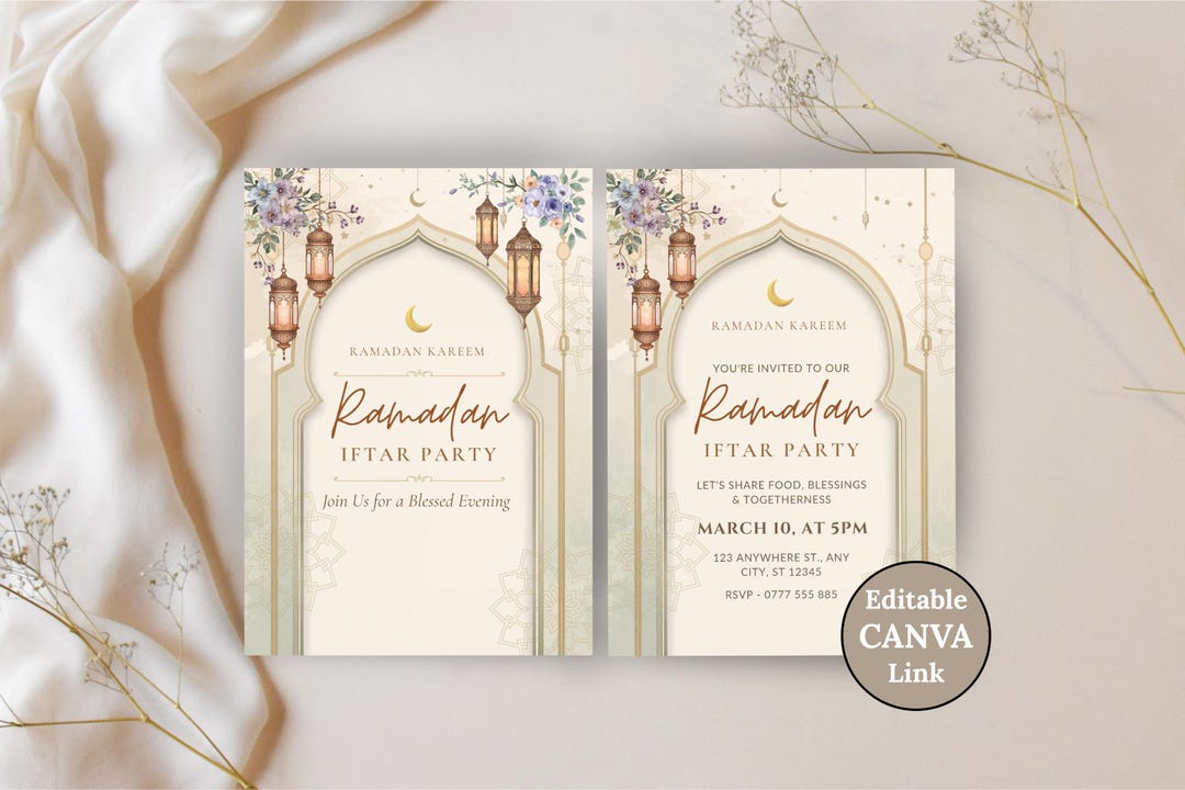 Buy Ramadan Iftar Invitation Template | Editable Canva Invite | Ramadan ...