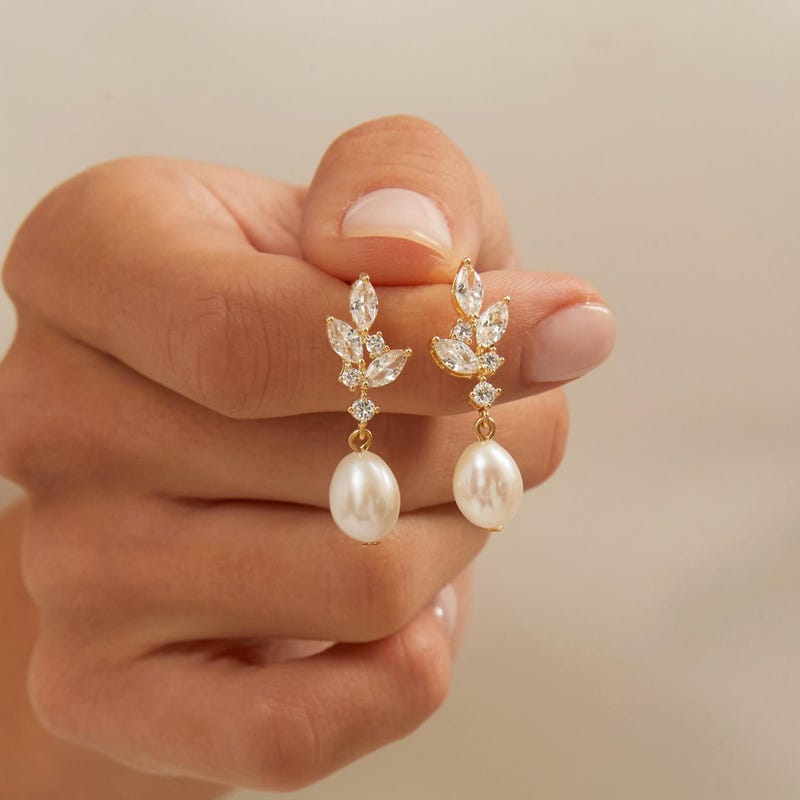 Pearl Silver Leaf Earring - Etsy