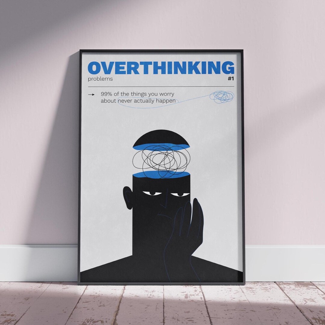 Overthinking Poster, Mental Health Art, Therapy Office Decor (digital ...