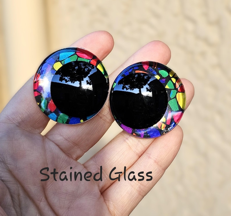 Stained Glass off Center Safety Sinker Eyes 16-35mm - Etsy