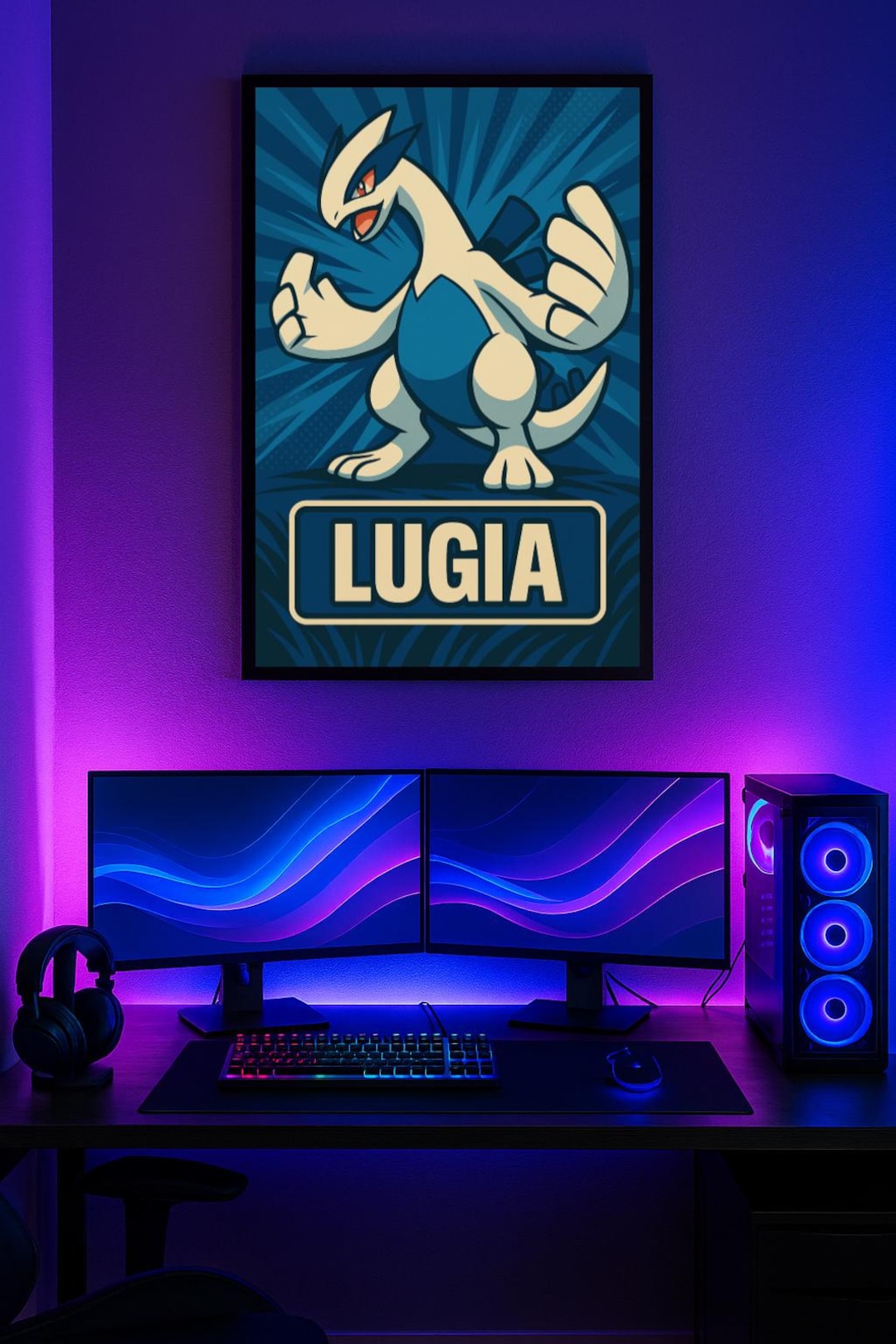 Lugia Pokémon Poster | Legendary Pokémon Wall Art | Printable Digital ...
